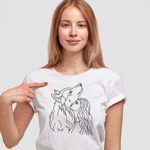 Wolf Girl Line Art SVG PNG/ Wolf SVG/ Wolf Woman Svg/ Woman and Wolf ...
