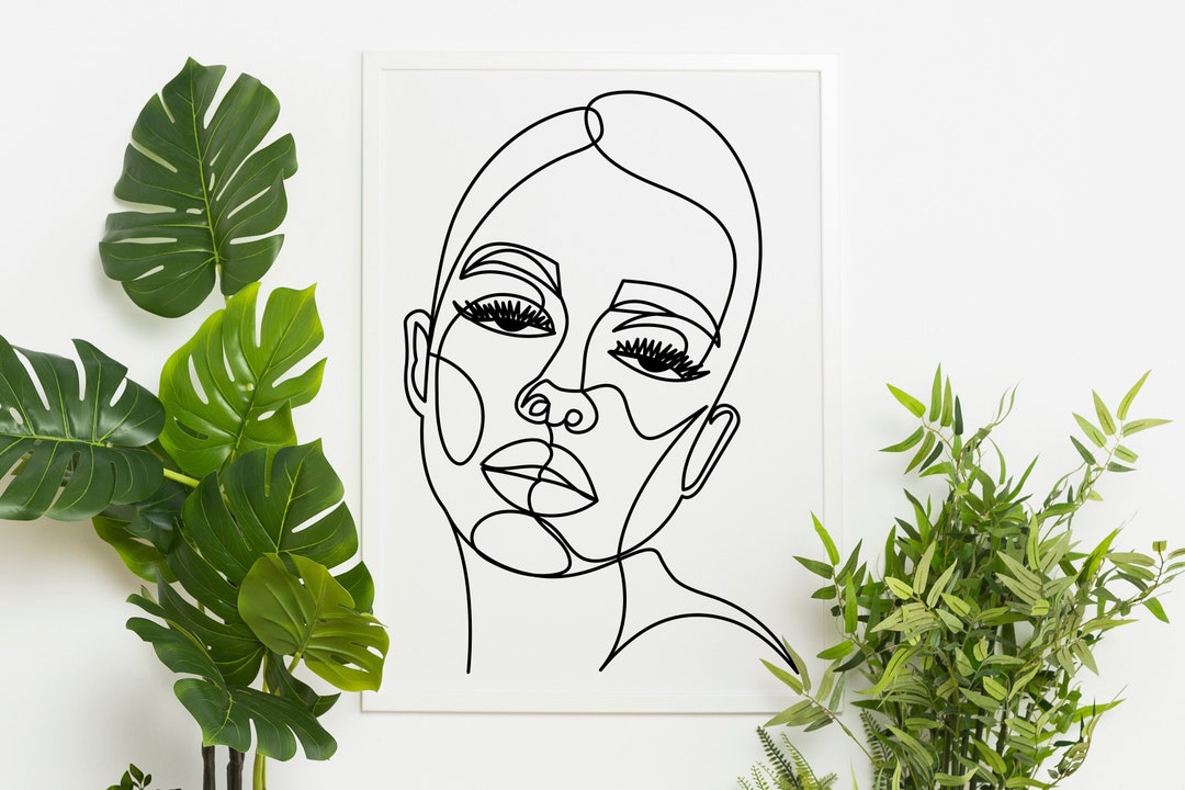 One Line Face Svg Png Eps Ai/ One Line Drawing Face/ Single Line Face Vector/ Continuous Line ...