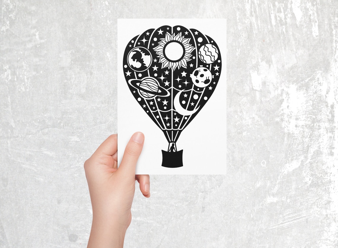 Silhouette de montgolfière SVG PNG/ Univers galaxie spatiale - Etsy France