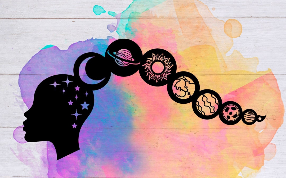 Space Girl SVG/ Galaxy Girl Silhouette SVG/ Universe SVG/ Head With ...