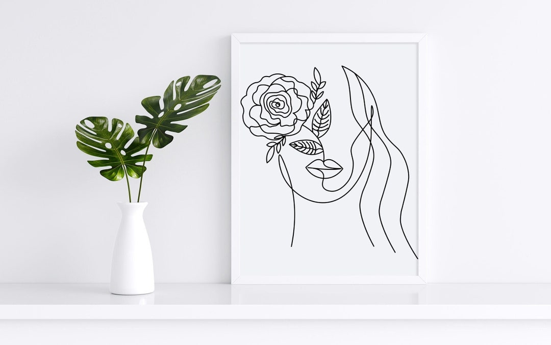 Rose SVG/ One Line Rose SVG/ One Line Flower Face SVG/ Flower Girl Svg ...