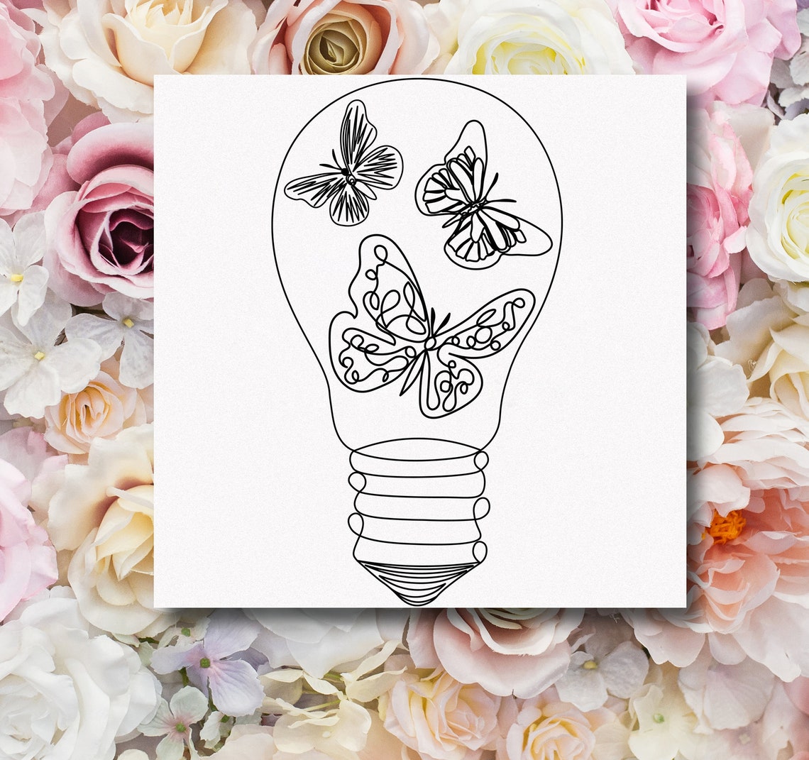 Butterfly light bulb SVG/ One line butterflies in a light bulb | Etsy