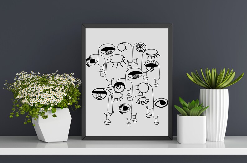 Abstract One Line Faces SVG/ Abstract Faces One Line Drawing | Etsy