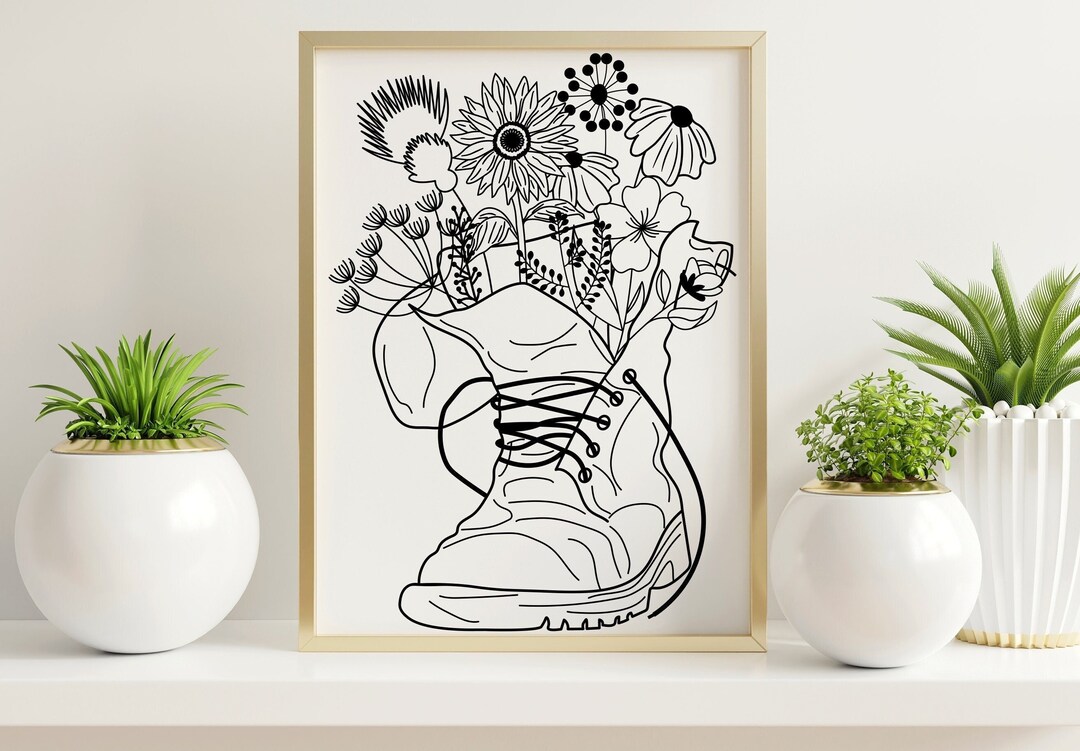 Wildflower Boots SVG/ Cowboy Boot SVG/ Boot Flowers SVG/ Flowers Shoe ...