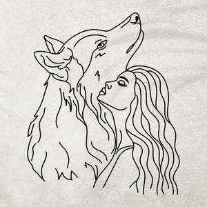 Wolf Girl Line Art SVG PNG/ Wolf SVG/ Wolf Woman Svg/ Woman and Wolf ...