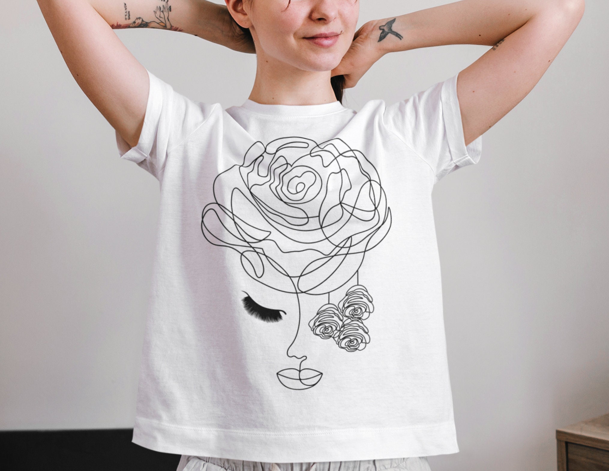 One Line Face SVG/ Face One Line Drawing/ Flower Face SVG/ - Etsy