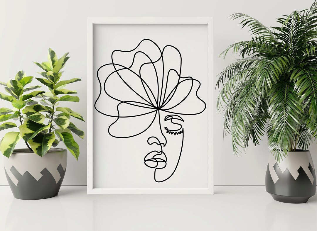 One Line Floral Face SVG/ Abstract One Line Face SVG/ Abstract Face One ...