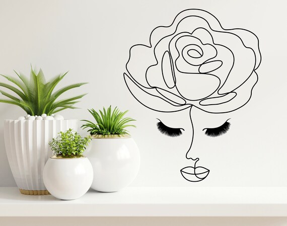 Rose Girl SVG/ One Line Rose SVG/ One Line Face With Flowers | Etsy