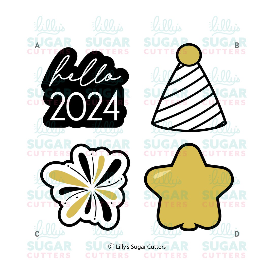 New Years Set Cookie Cutters available in Mini and Larger Sizes - Etsy