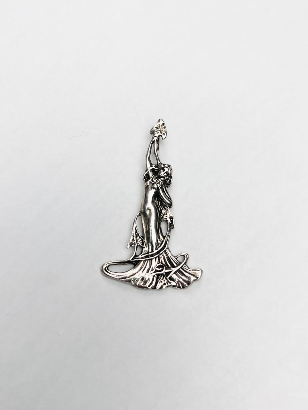 Vintage Sterling Silver Art Nouveau Style Pendant With Woman 925 Woman ...