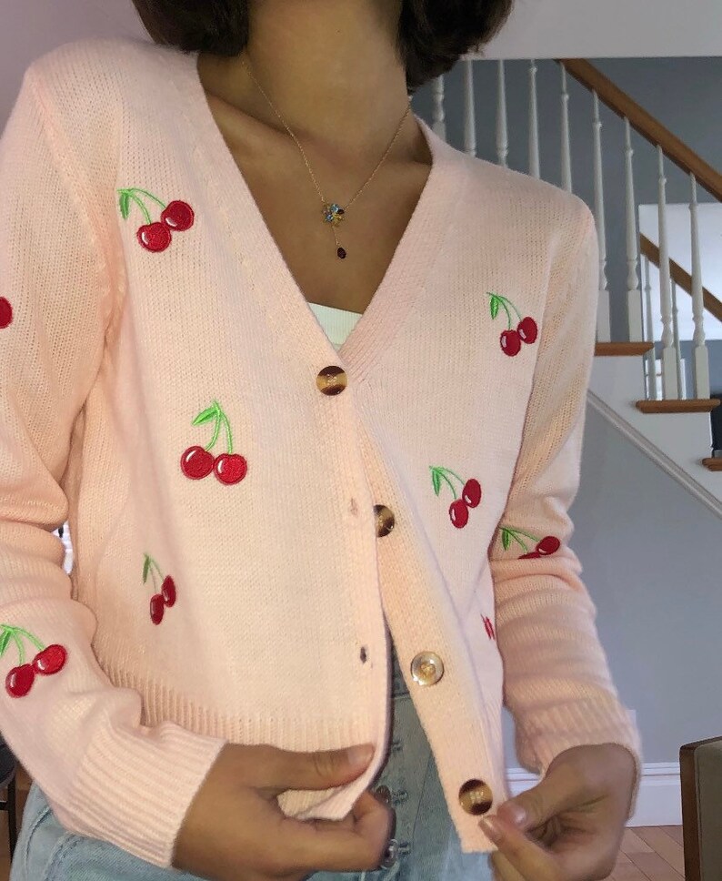 NEW Crop Cherry Cardigan Kawaii Harajuku | Etsy