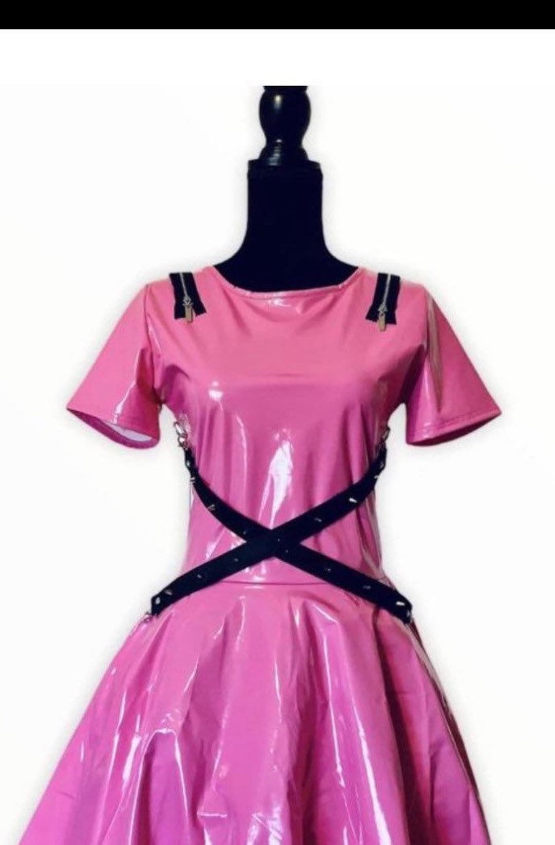 NEW Pink PVC Goth Zipper Spike Dress - Etsy
