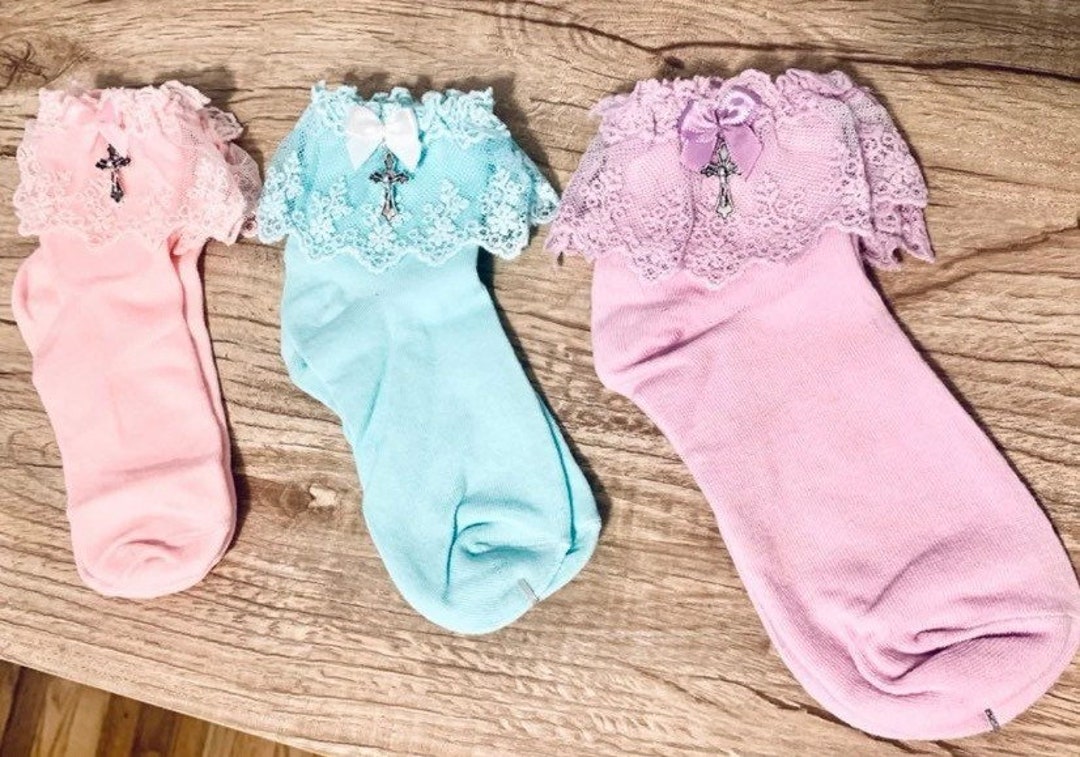 Bubble Goth Pastel Cross Women’s Ruffle Socks - Etsy