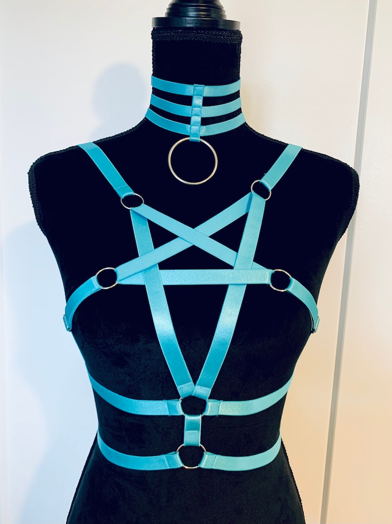 NEW Satin Pentagram Cage Bra Harness + Choker - Etsy