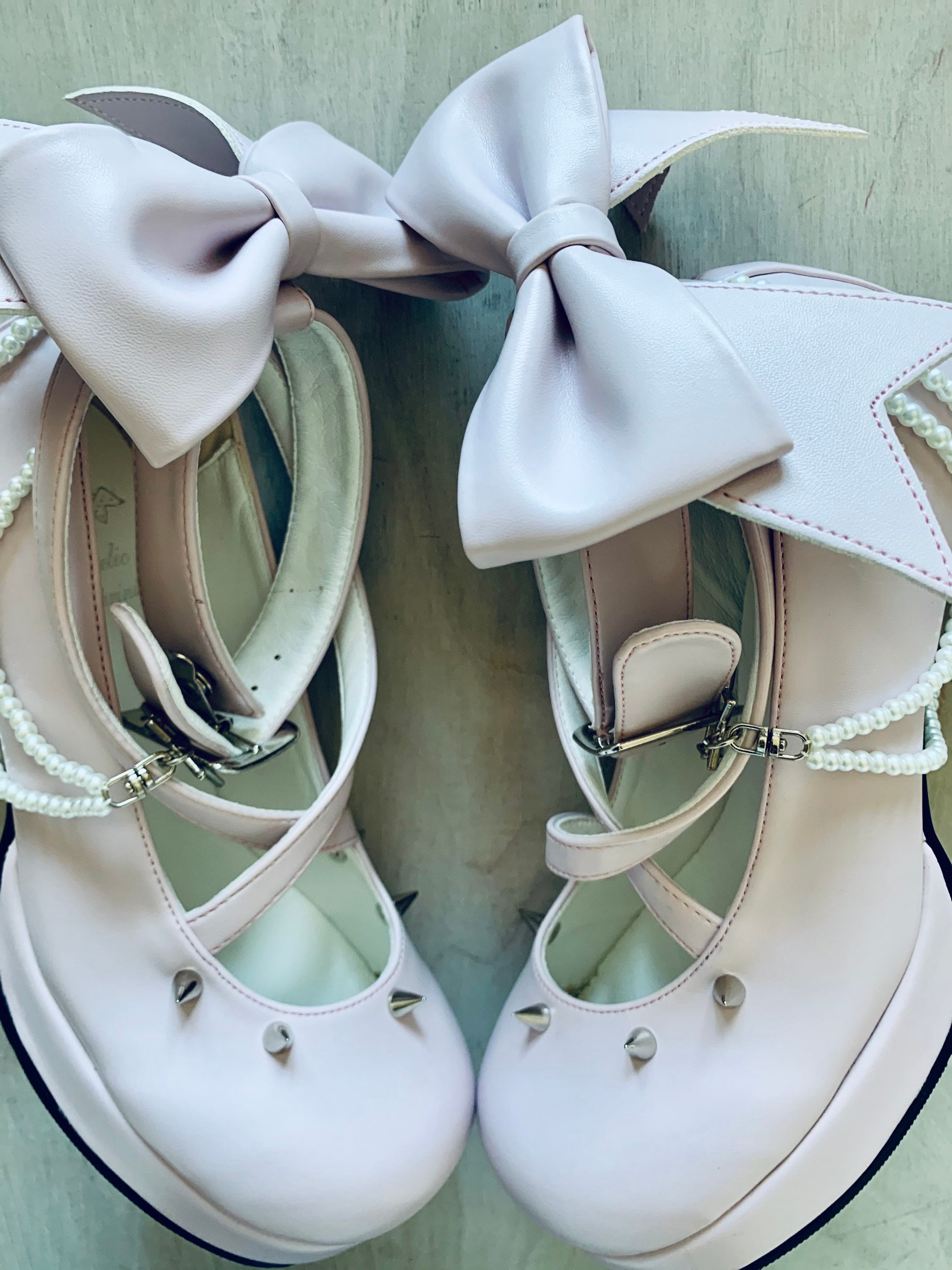 NEW Pastel Goth lolita Pink Studded Pearl Heels | Etsy