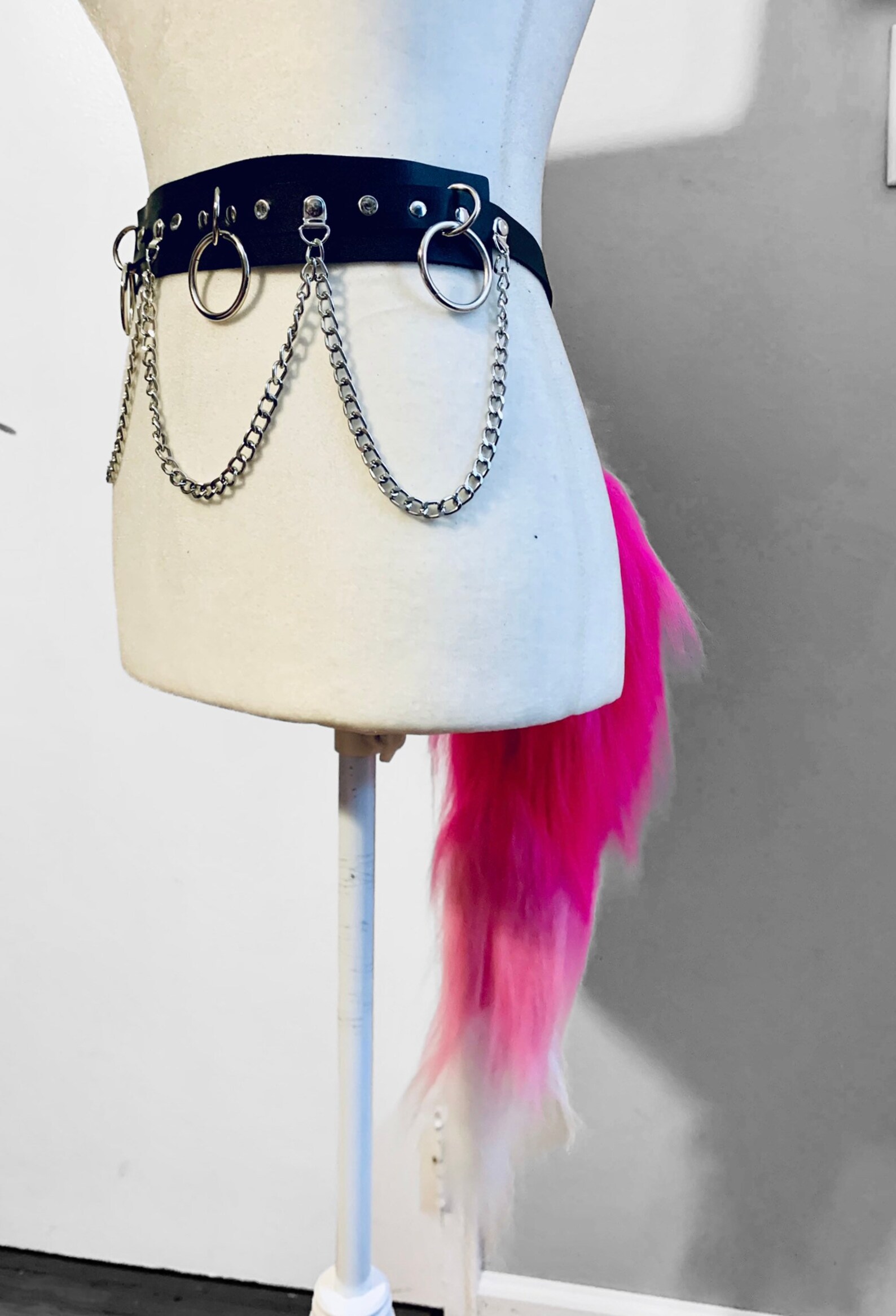 NEW Pink Fur Fox Tail Belt Ear Set - Etsy