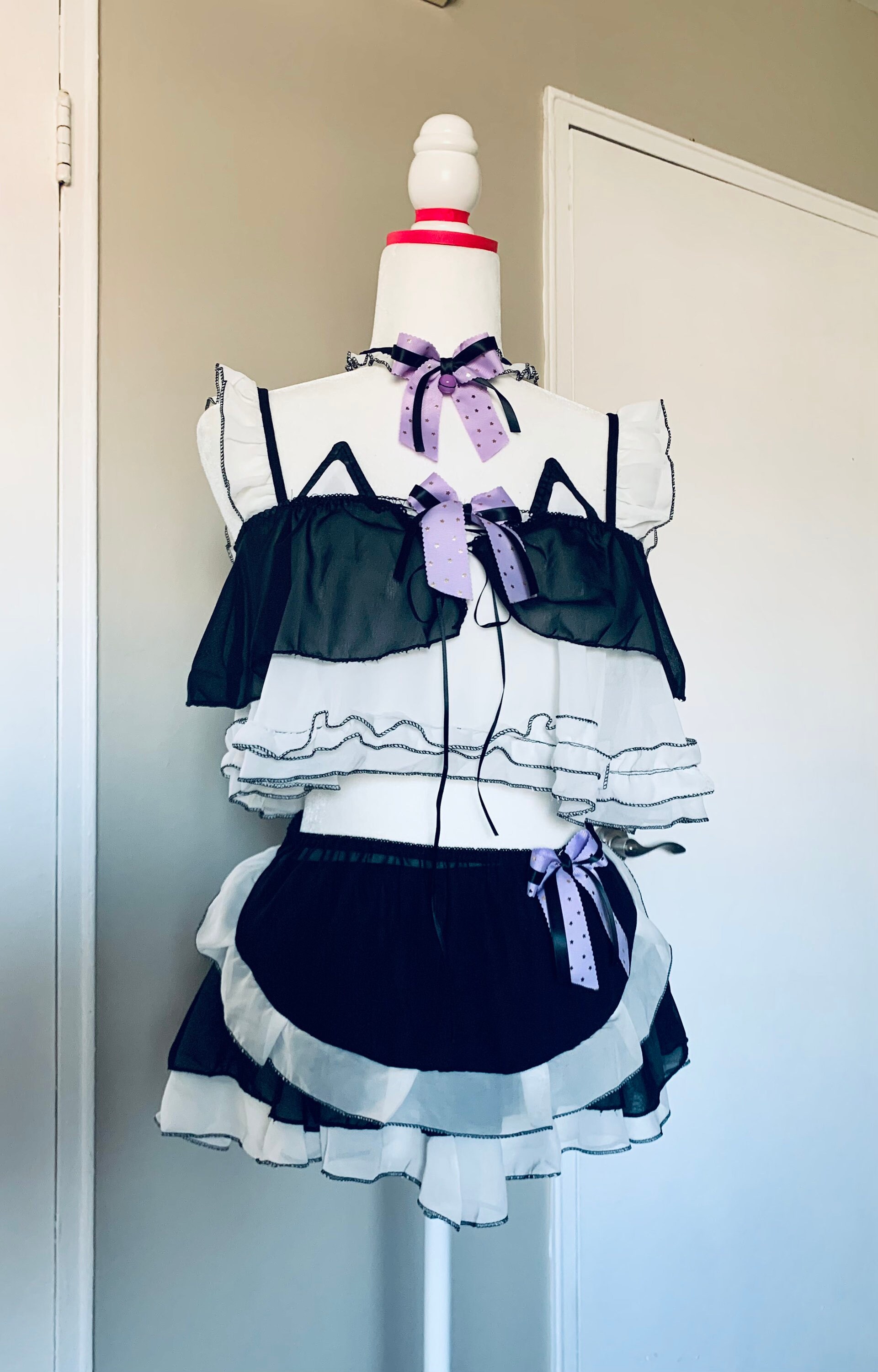NEW Black Anime Cosplay Maid Neko Set | Etsy