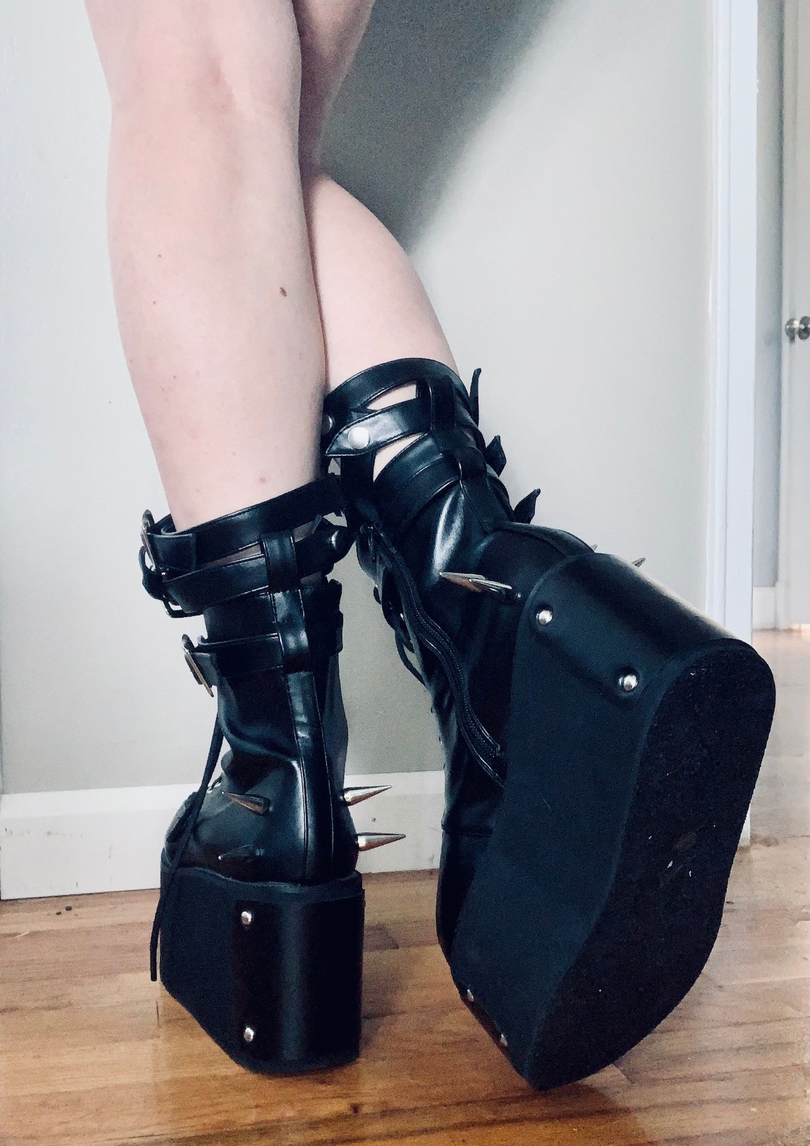 New Goth Punk Spike Platform Combat Boots | Etsy