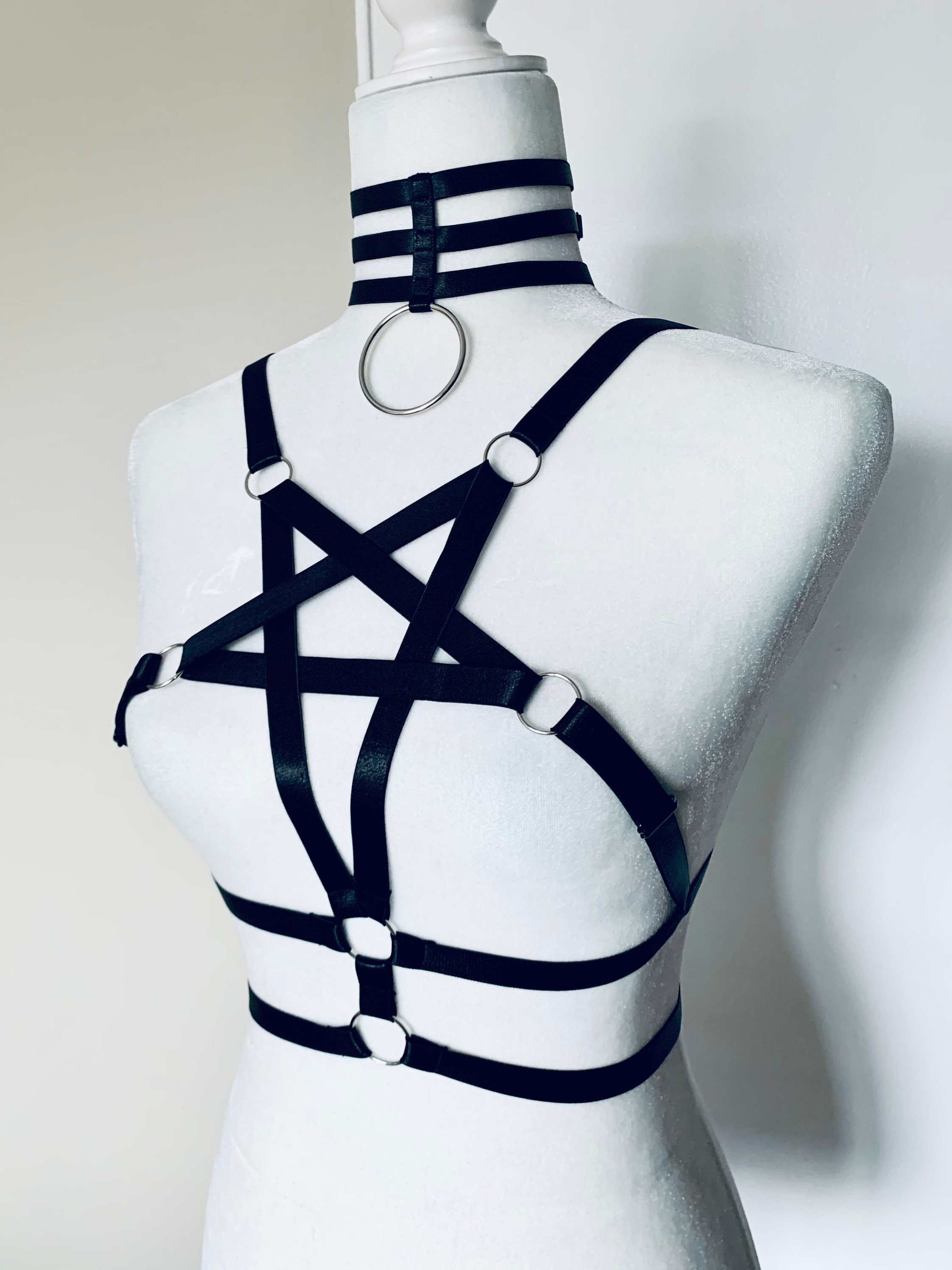 NEW Black Pentagram Cage Bra + Choker - Etsy