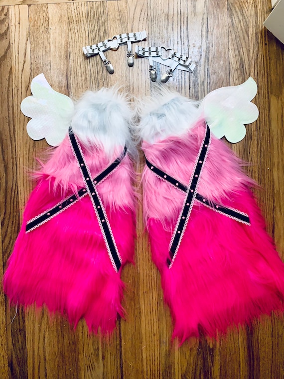 NEW Plush Angel Wing Fur Leg Warmers | Etsy