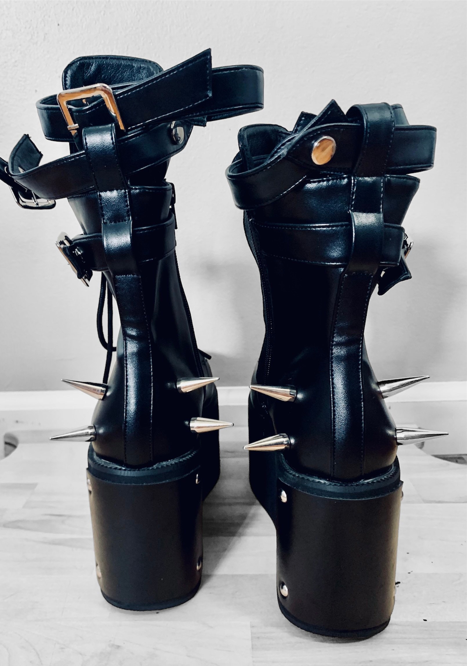 New Goth Punk Spike Platform Combat Boots - Etsy