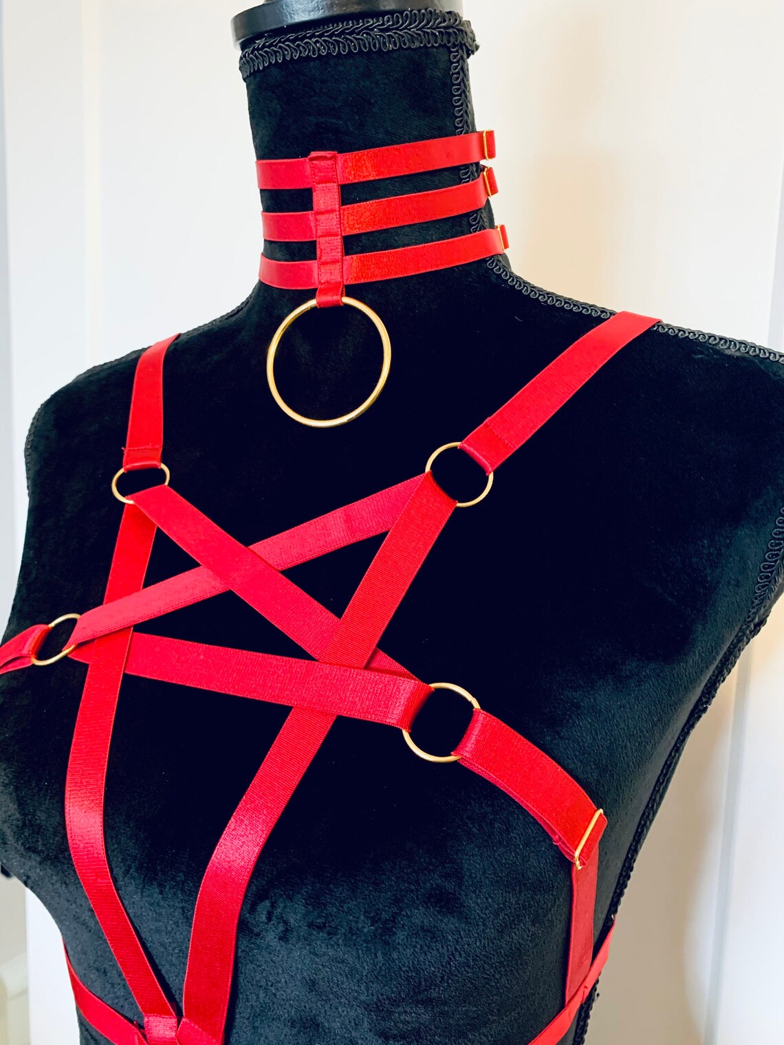 NEW Satin Pentagram Cage Bra Harness + Choker - Etsy