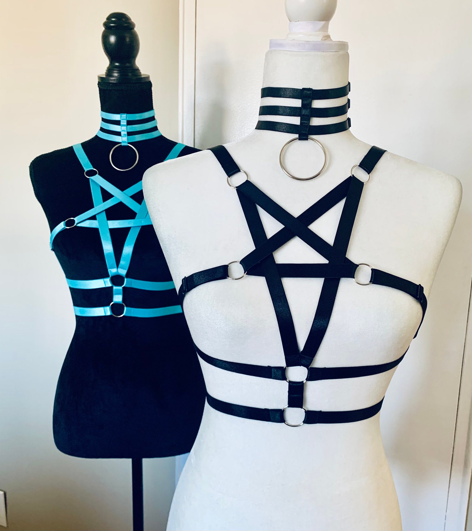 NEW Satin Pentagram Cage Bra Harness + Choker - Etsy