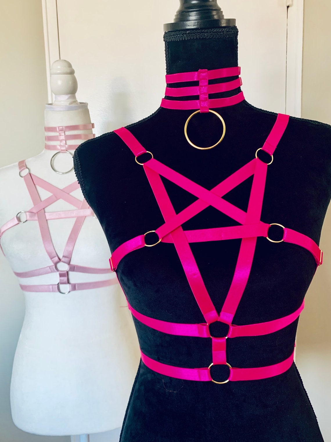 NEW Satin Pentagram Cage Bra Harness Choker - Etsy