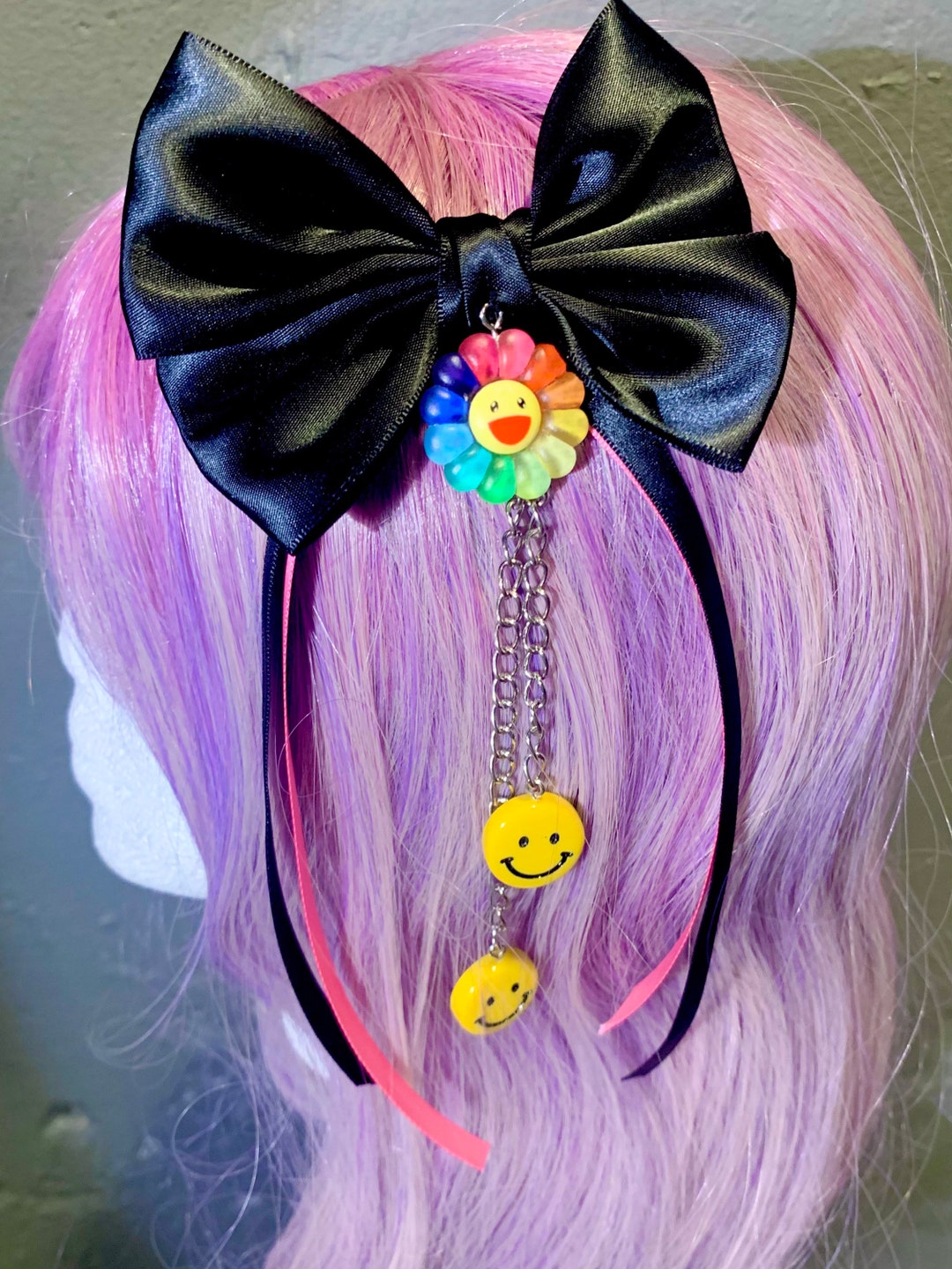 NEW Custom Smiley Face Emoji Hiphop Daisy Satin Hair Accessory - Etsy