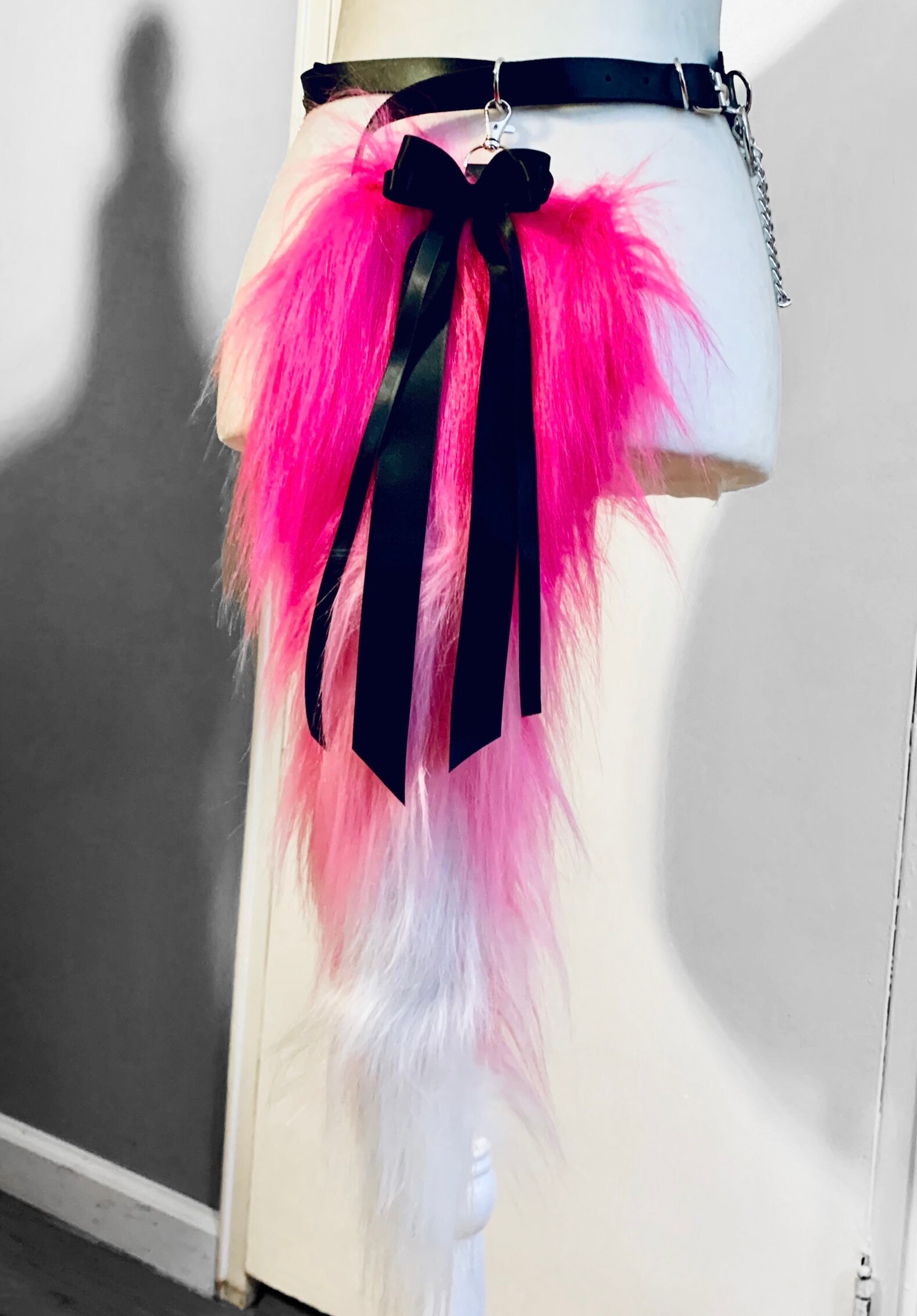 NEW Pink Fur Fox Tail Belt + Ear Set - Etsy
