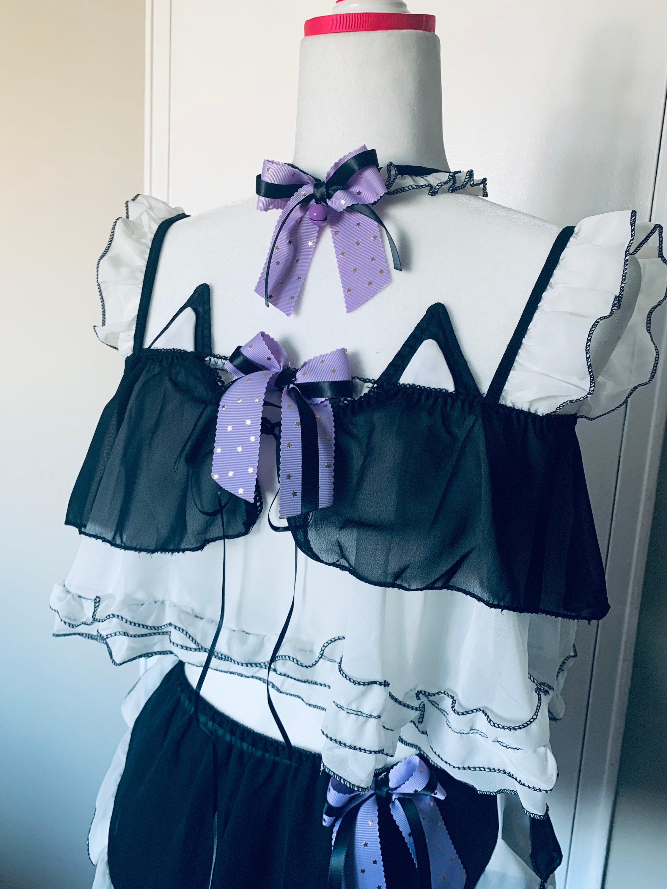 NEW Black Anime Cosplay Maid Neko Set | Etsy