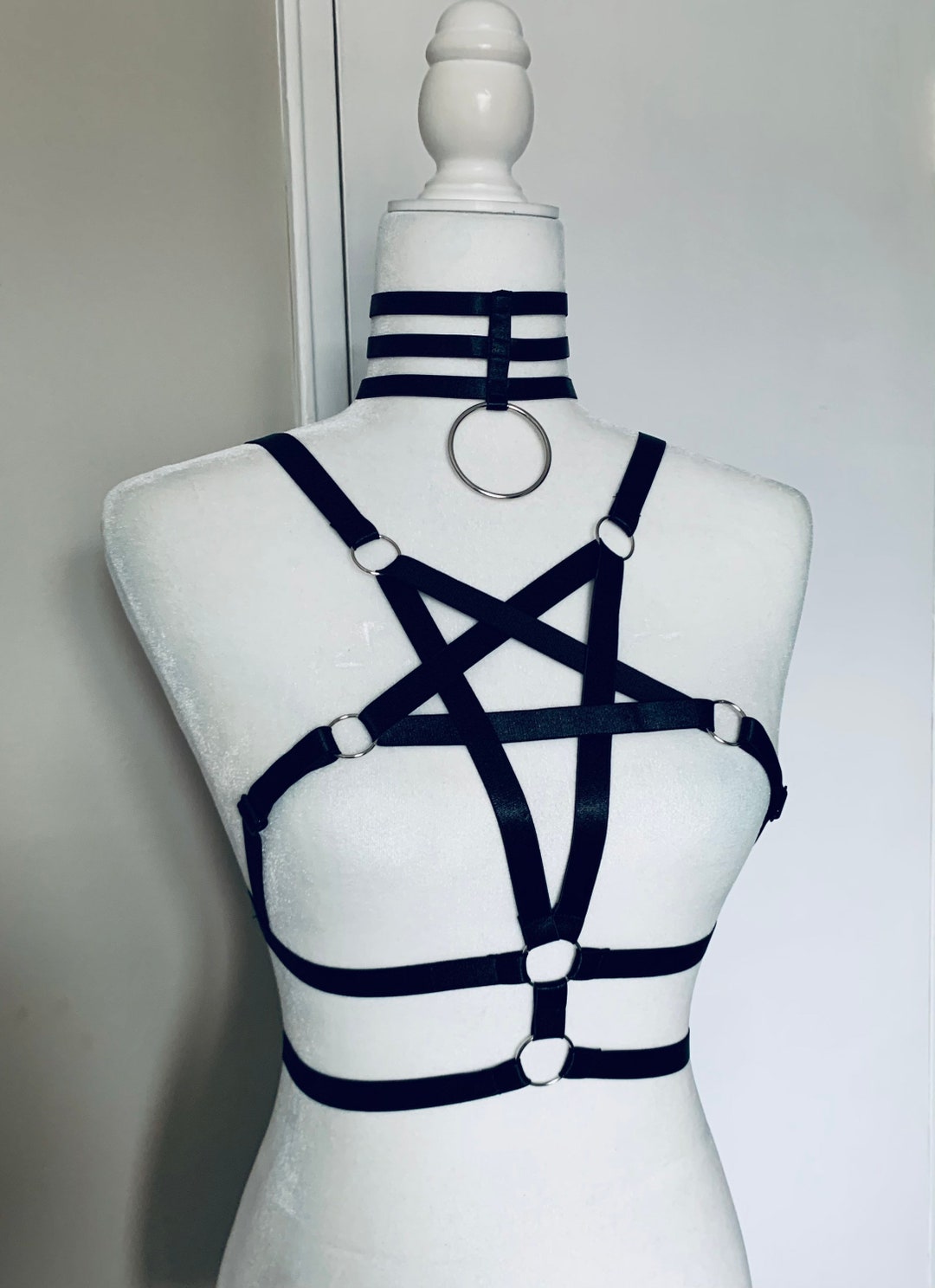NEW Black Pentagram Cage Bra + Choker - Etsy