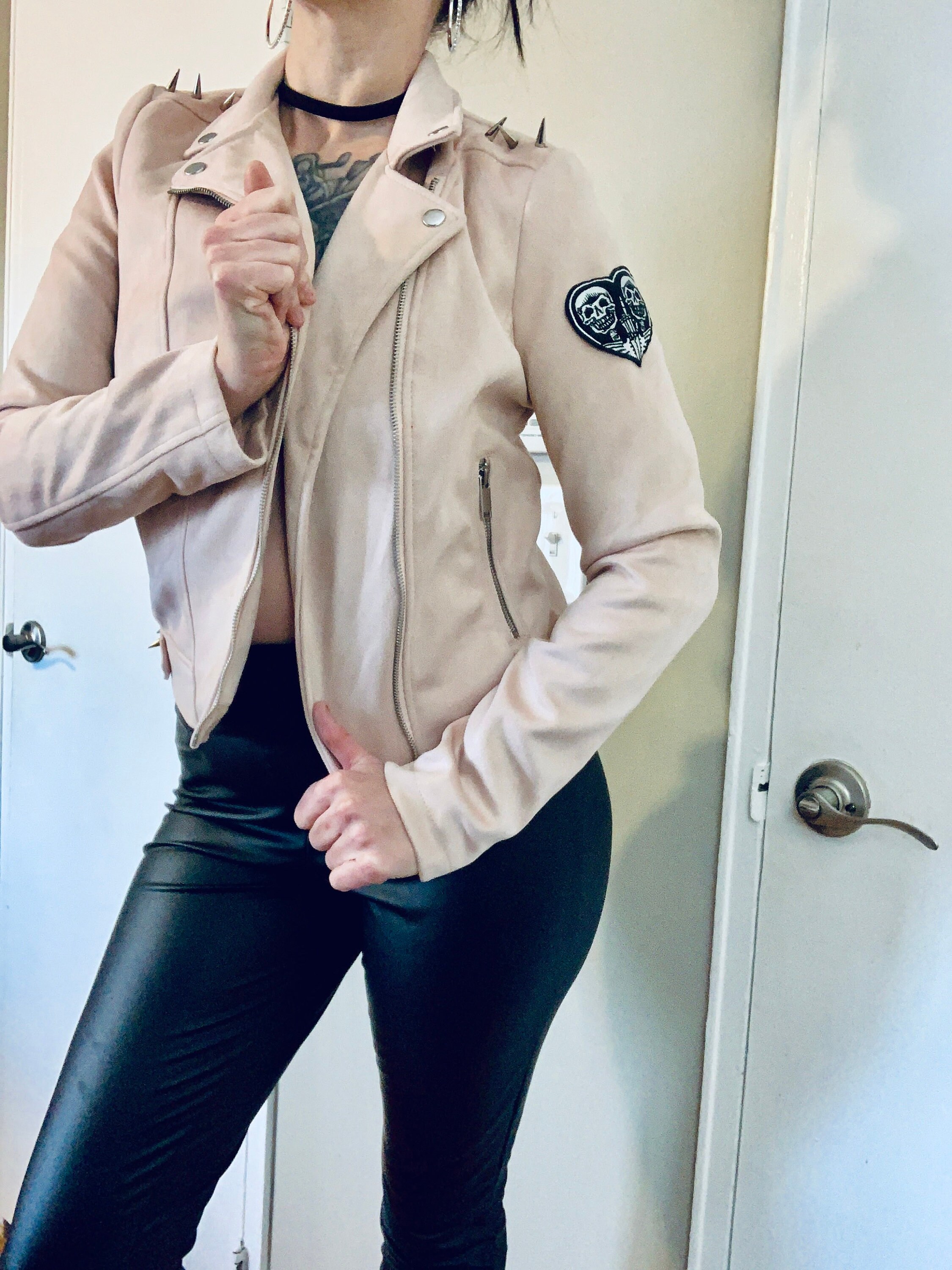 Soft Pink Suede Spike Clown Punk Moto Jacket | Etsy