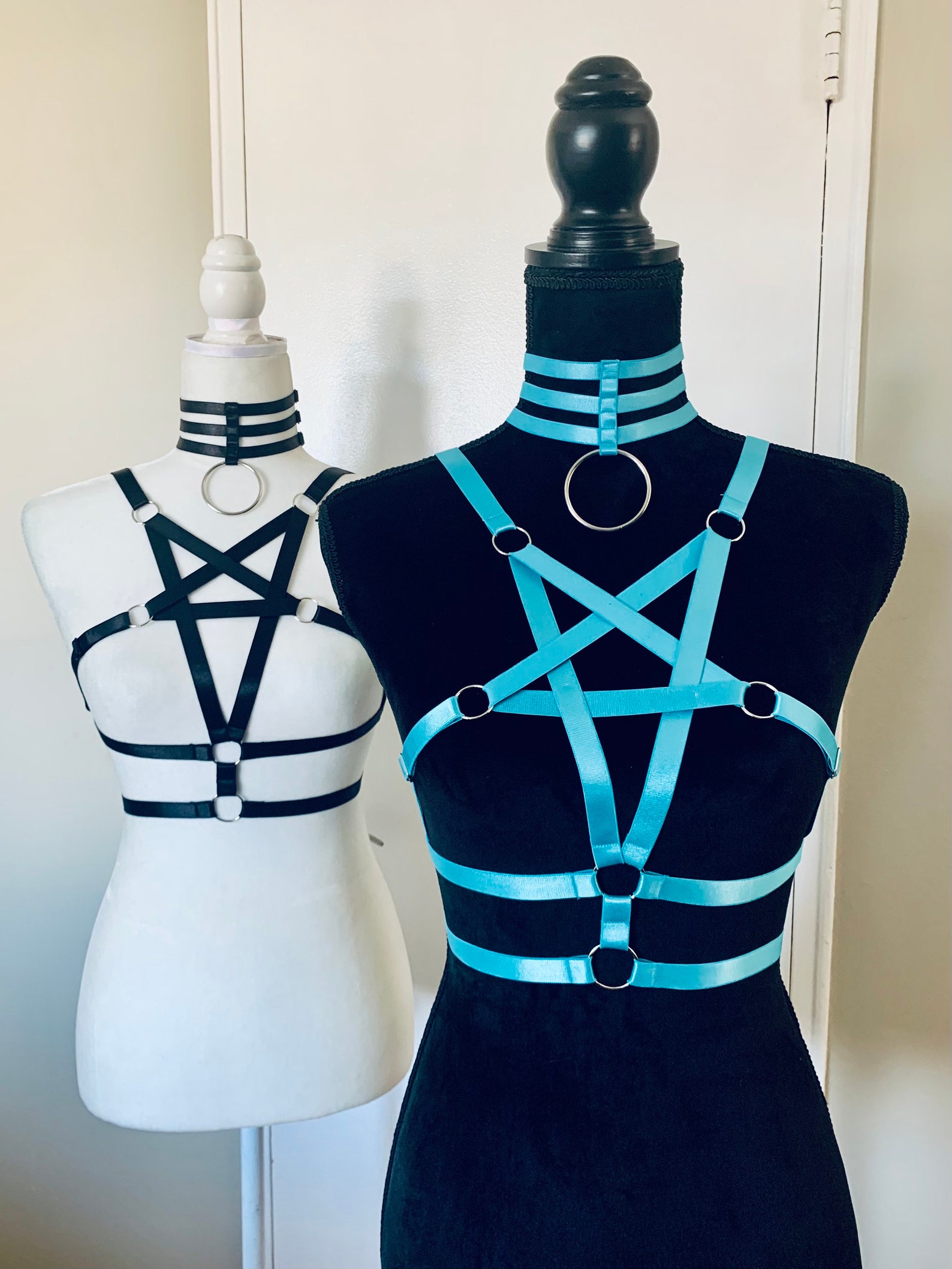 NEW Satin Pentagram Cage Bra Harness + Choker - Etsy
