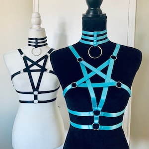 NEW Satin Pentagram Cage Bra Harness + Choker - Etsy