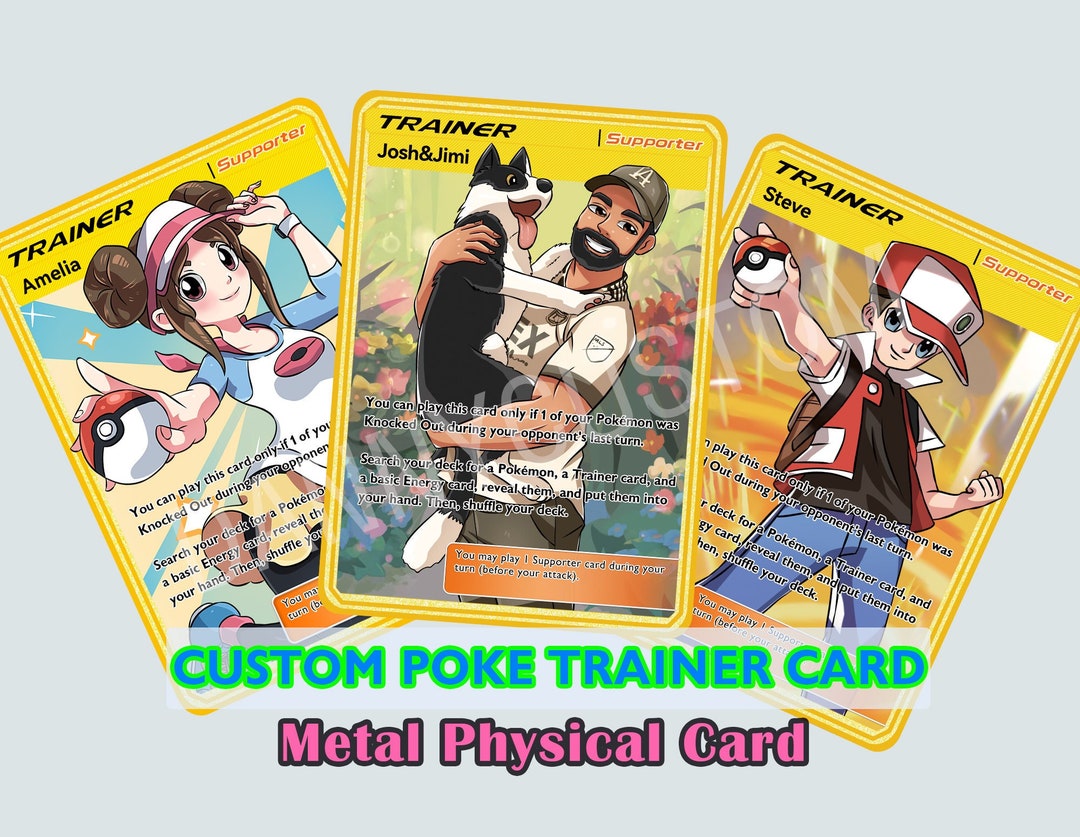 Custom Pokemon Card, Poke Trainer Card, Personalized Pokemon Card Gifts ...