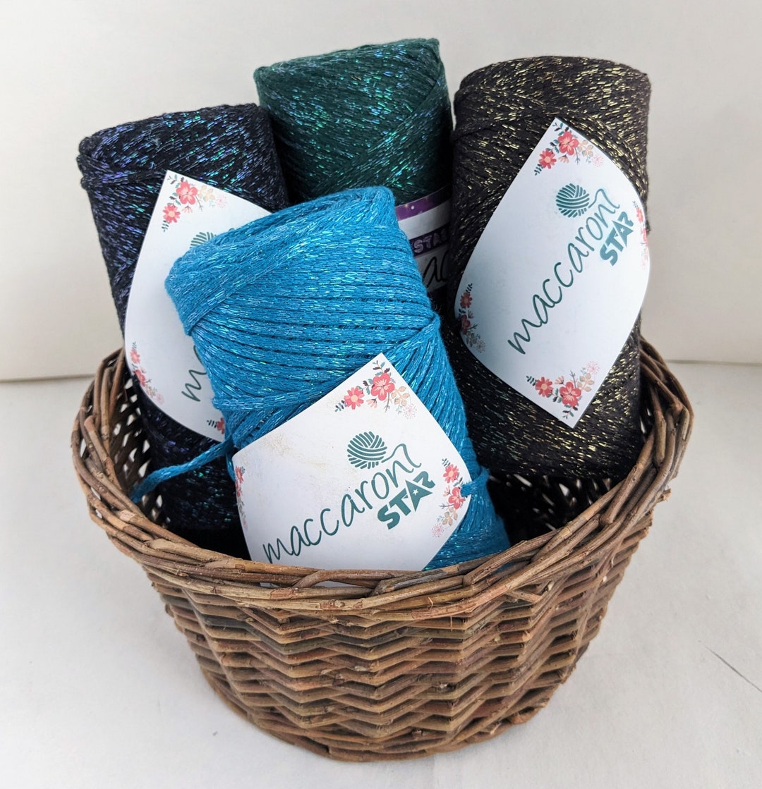 3mm Macrame Cotton Glitter Cord 260 Ft, Maccaroni Star Cotton Cord ...