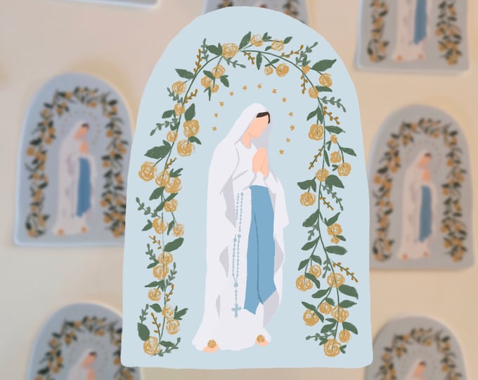 Our Lady of Lourdes, Catholic Sticker, Catholic Water Bottle Stickers ...