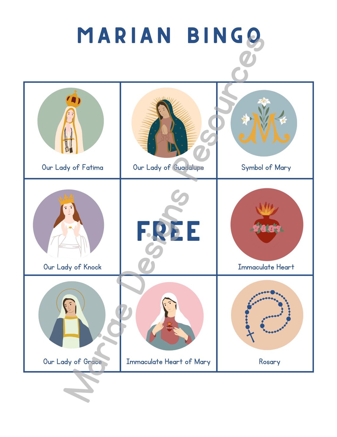 Catholic Marian Bingo Bundle - Etsy