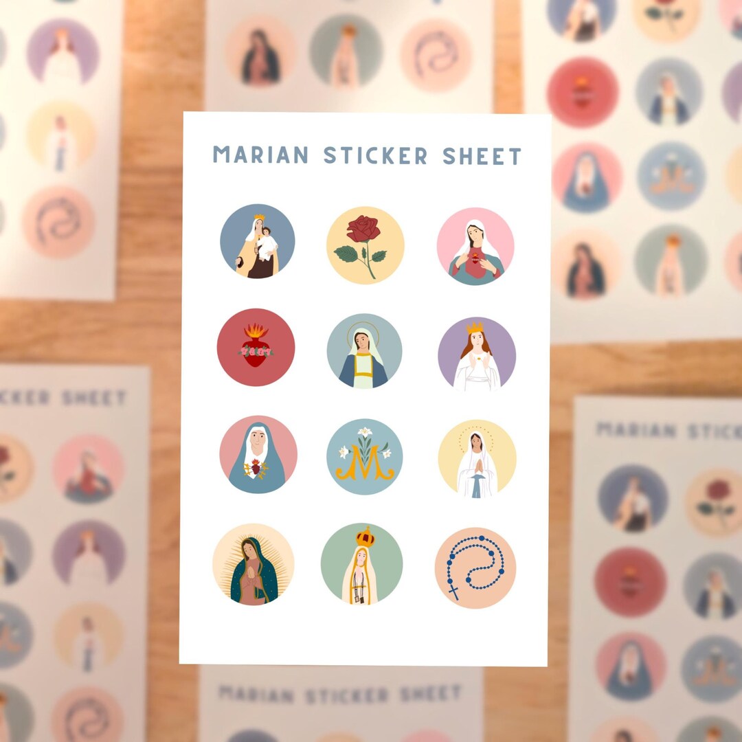 Marian Sticker Sheet: Catholic Stationary/kids Stickers - Etsy