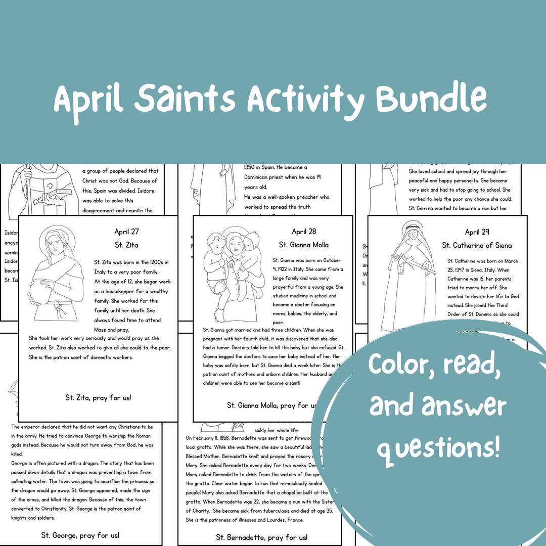 April Saints Activity Bundle - Etsy