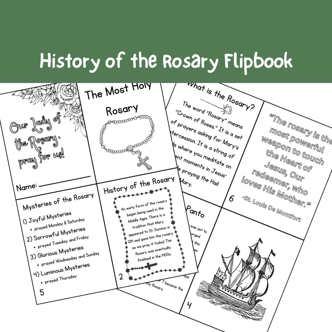 History of the Rosary Flipbook Activity - Etsy