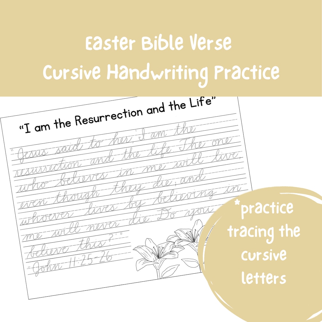 Easter Bible Verse Cursive Handwriting Practice - Etsy