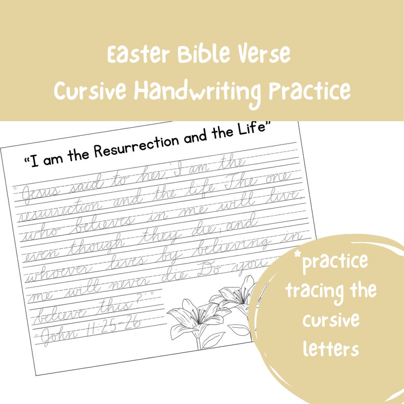 Easter Bible Verse Cursive Handwriting Practice - Etsy