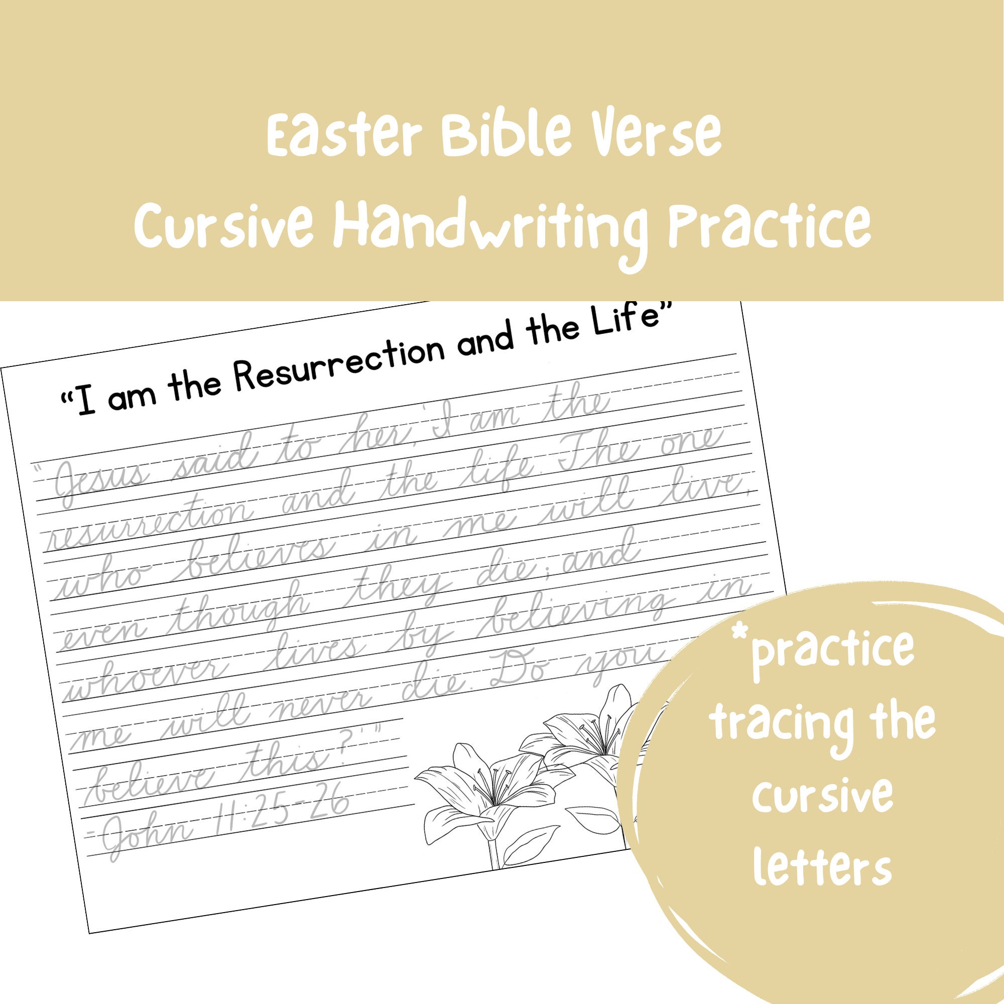 Easter Bible Verse Cursive Handwriting Practice - Etsy