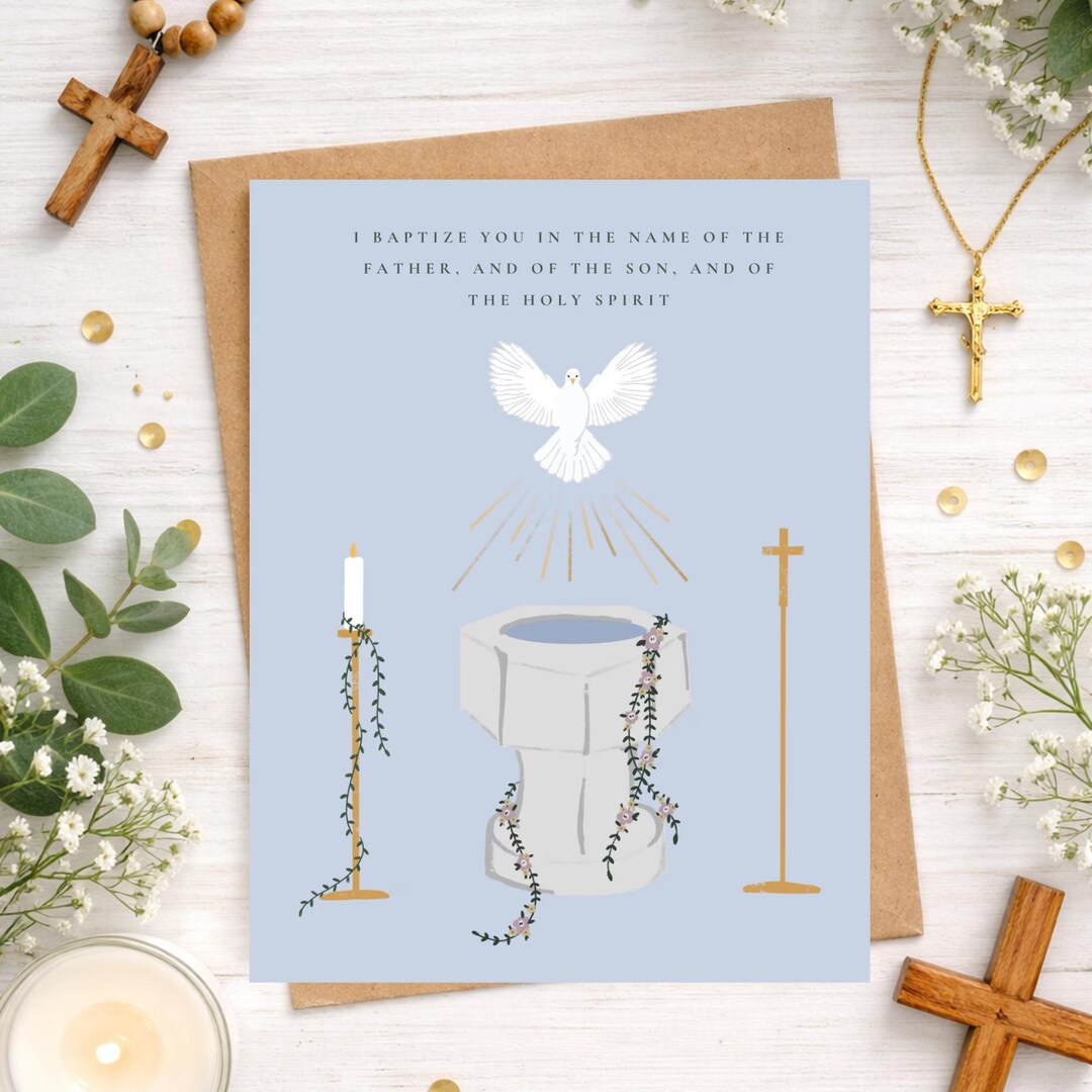 Catholic Baptism Card, Catholic Sacrament, Blank Inside - Etsy