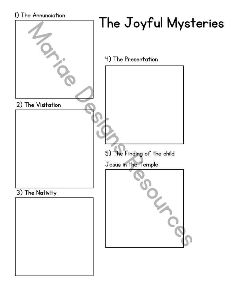 The Joyful Mysteries of the Rosary Matching Activity - Etsy