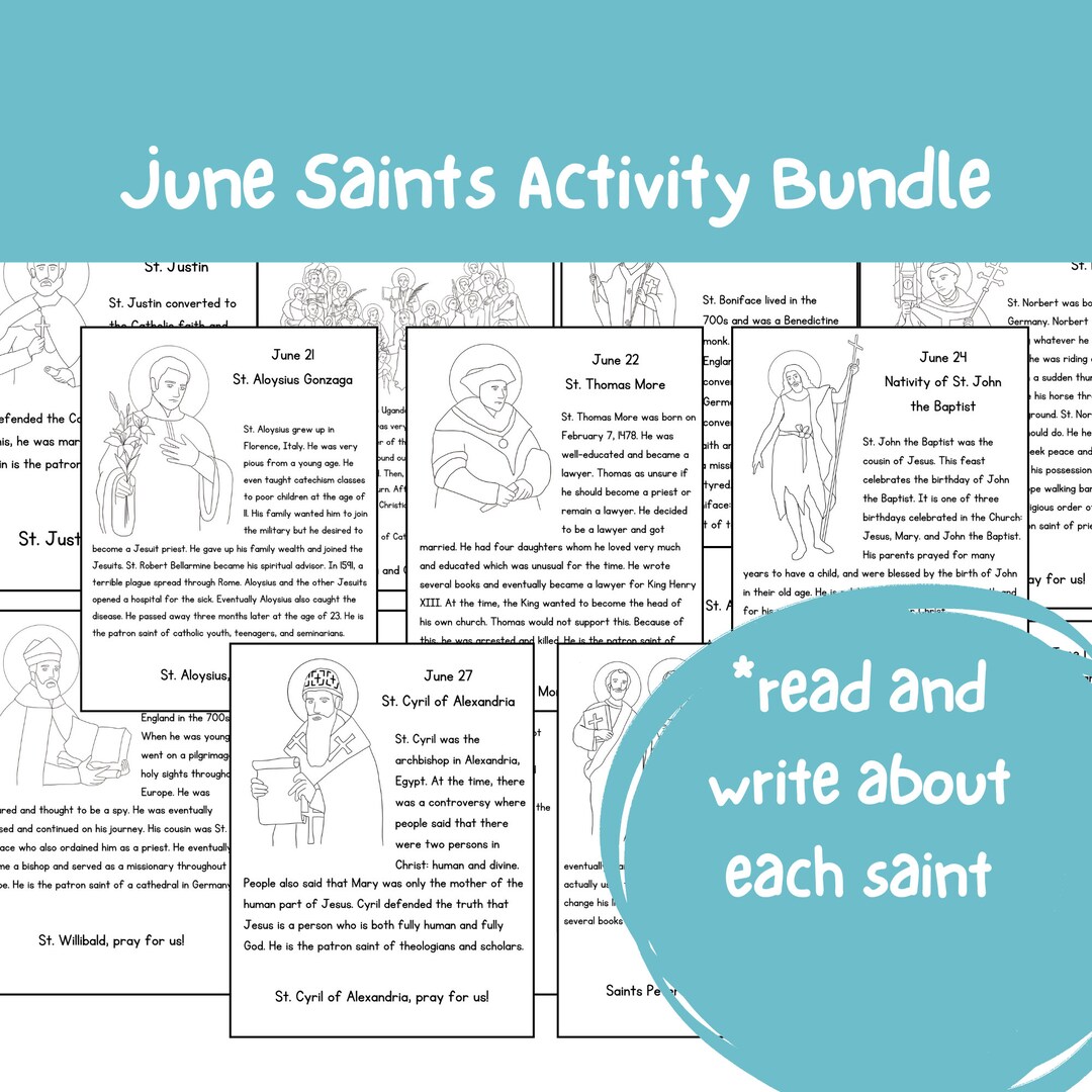 June Saints: Catholic Activity Bundle - Etsy