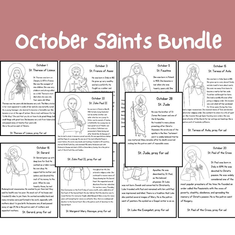 Saint Activities Free - Etsy