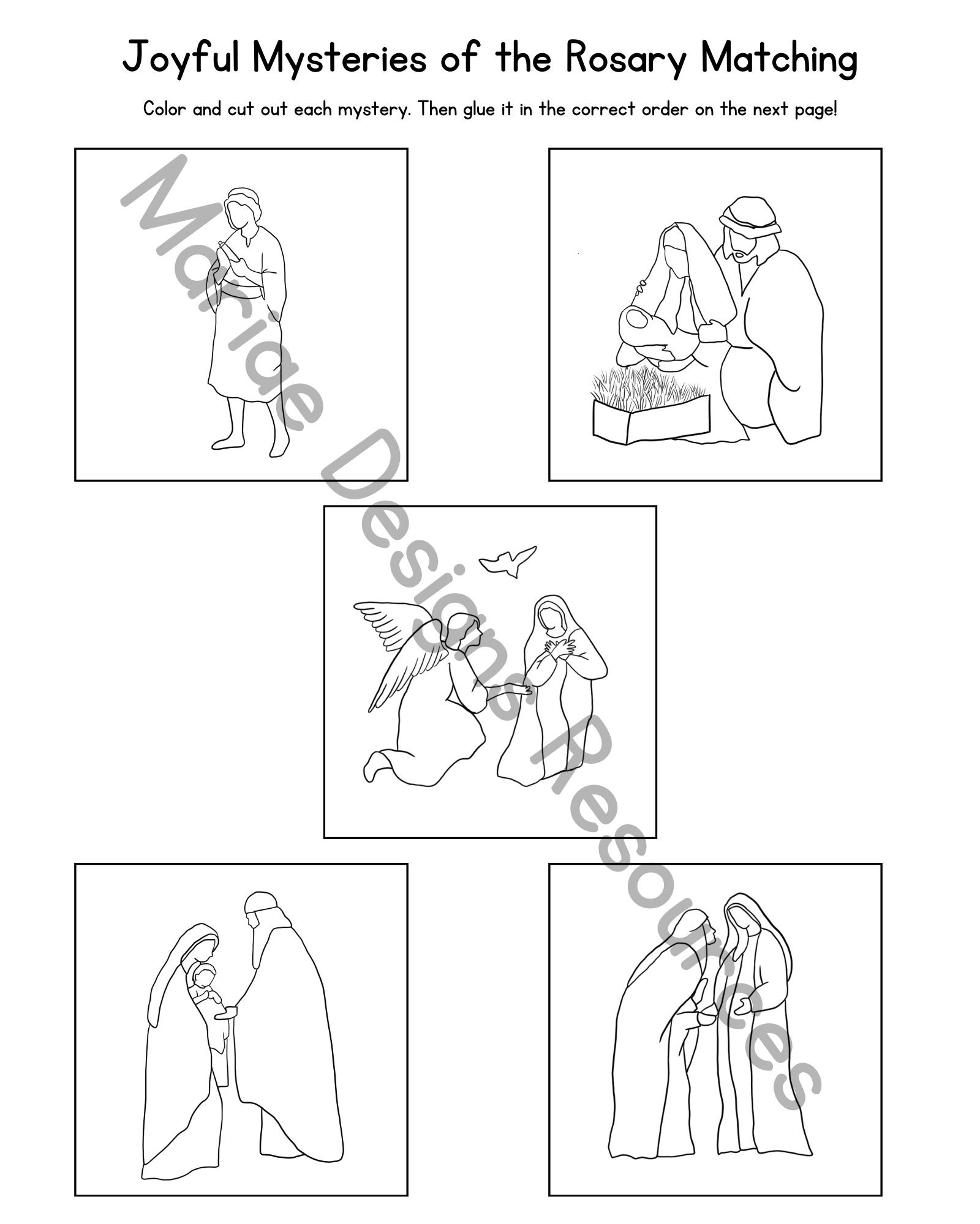 The Joyful Mysteries of the Rosary Matching Activity - Etsy